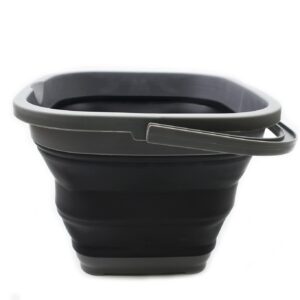 SAMMART 10L (2.6 Gallon) Collapsible Rectangular Handy Basket/Bucket (Grey/Black (Set of 2))