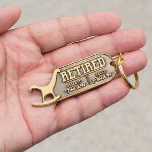 Retirement Gift - "Retired - Goodbye Tension, Hello Pension" Keychain and Bottle Opener