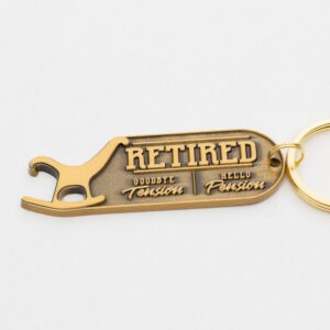 Retirement Gift - "Retired - Goodbye Tension, Hello Pension" Keychain and Bottle Opener