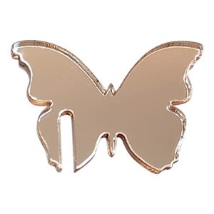 XIAOYUE 20pcs of Acrylic Drink Markers,Mirrored Butterfly Champagne Glass Markers,Blank Wedding Drink Charm,DIY Butterfly Place Names Wedding Favours (Rose Gold Mirror)