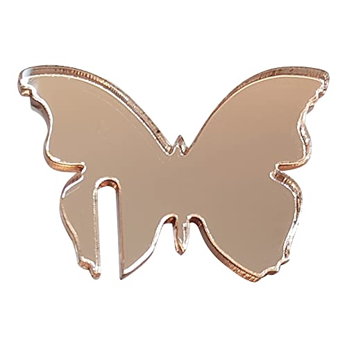 XIAOYUE 20pcs of Acrylic Drink Markers,Mirrored Butterfly Champagne Glass Markers,Blank Wedding Drink Charm,DIY Butterfly Place Names Wedding Favours (Rose Gold Mirror)