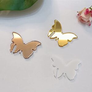 XIAOYUE 20pcs of Acrylic Drink Markers,Mirrored Butterfly Champagne Glass Markers,Blank Wedding Drink Charm,DIY Butterfly Place Names Wedding Favours (Rose Gold Mirror)