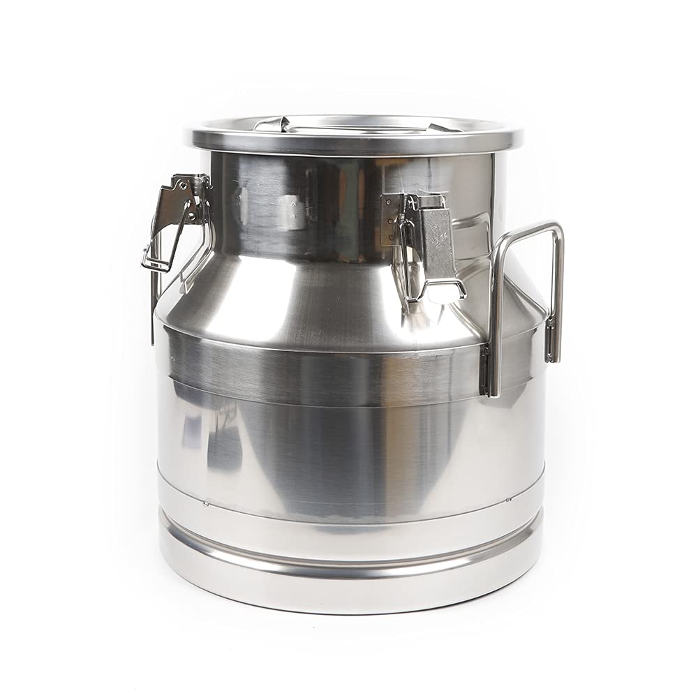 DNYSYSJ Stainless Steel Milk Can Milk Transport Storage Canister Can Milk Bucket Heavy Duty Wine Pail Liquid Storage Silicone Seal (3 Gallon)