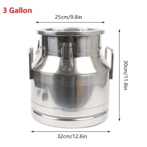 DNYSYSJ Stainless Steel Milk Can Milk Transport Storage Canister Can Milk Bucket Heavy Duty Wine Pail Liquid Storage Silicone Seal (3 Gallon)