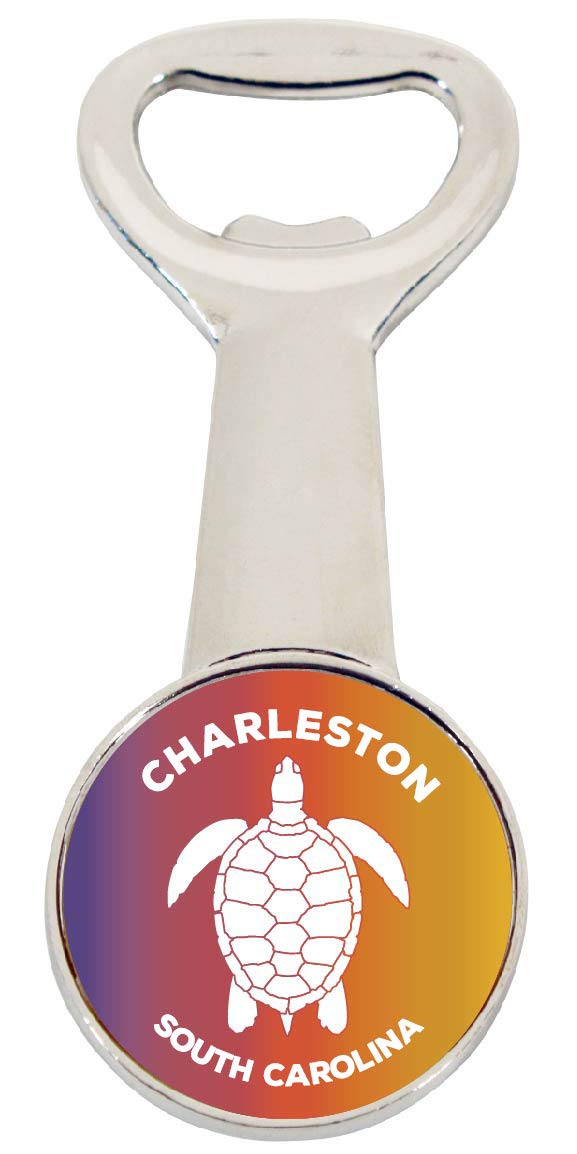 Charleston South Carolina Rainbow Turtle Design Souvenir Magnetic Bottle Opener