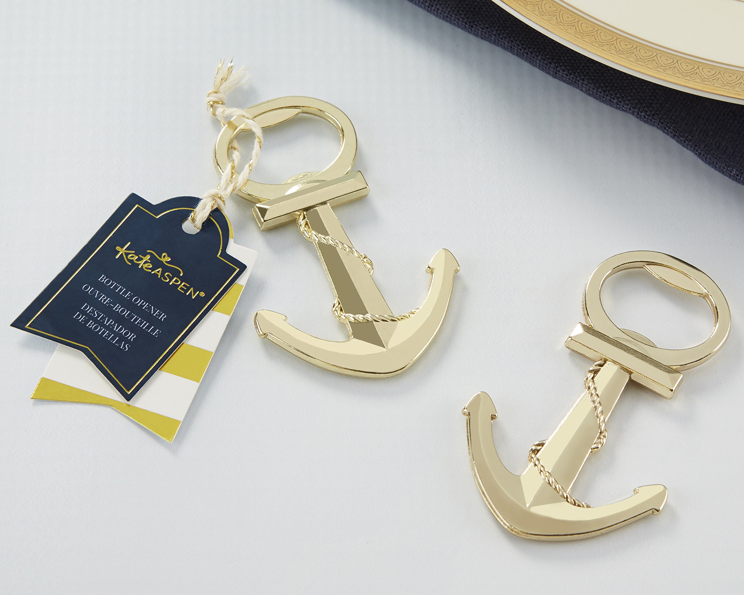 Kate Aspen Anchor | Perfect Party Favor for Nautical Themed Events Bottle Opener, One Size, Gold