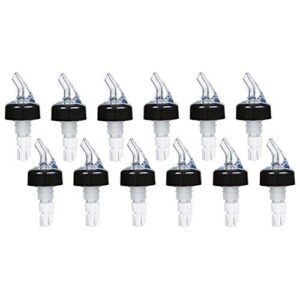 (12 pcs) 2 oz. Measured Liquor Pourers with Dust Covers (12 pcs), Clear Spout Pourer with White Tail and Black Collar plus Cover Cap, 24-Piece Combo Set