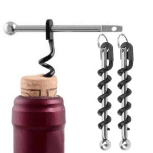 Manual Wine Opener, Stainless Steel Beer Bottle Corkscrew, Mini Keychain Corkscrew Tool for Portable Backpack Camping Kit