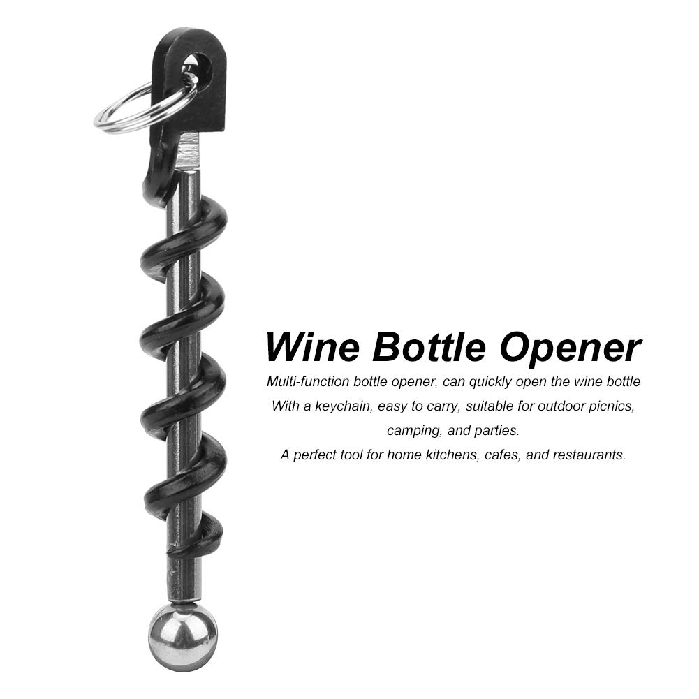 Manual Wine Opener, Stainless Steel Beer Bottle Corkscrew, Mini Keychain Corkscrew Tool for Portable Backpack Camping Kit