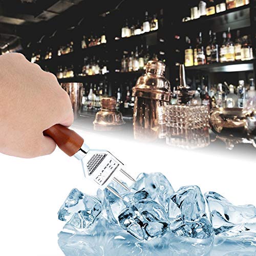 Ice Pick, Stainless Steel Ice Crusher with Wood Handle Oxidation Resistant Ice Chisel Removal Pick Crushed Ice Tool Ice Breaking Accessories for Kitchen Bar Restaurant