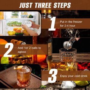 4 Sets Golf Ball Whiskey Chillers Glass Whiskey Rocks with Pouch Chilling Rocks Whiskey Rocks Valentine's Day Gift Set for Men Reusable Bourbon Balls for Chilling Bar Accessories (1.97 Inch)