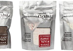 rokz Winter Cocktail Sugars - drink rimmers in Peppermint, Chocolate & Caramel Vanilla, 3 pk