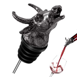 lion wine pourer for wine bottles, stainless steel animal bar liquor bottle pourer liquor pour spout for liquor bottles, speed pourer wine areator spout bottle pourer for alcohol (bull)