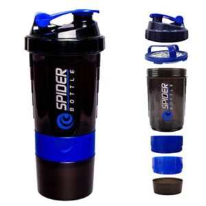 kids mandi spider protein shaker bottle 500 ml with 3 storage jar for gym, sports, exercise, indoor, outdoor, home (colour as per availability)