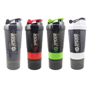 Kids Mandi Spider Protein Shaker Bottle 500 ml with 3 Storage Jar for Gym, Sports, Exercise, Indoor, Outdoor, Home (Colour As Per Availability)