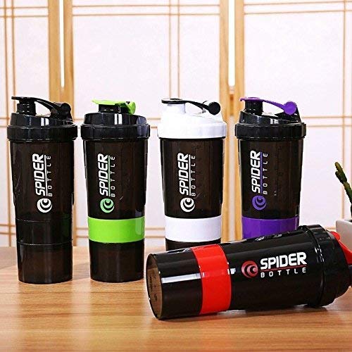 Kids Mandi Spider Protein Shaker Bottle 500 ml with 3 Storage Jar for Gym, Sports, Exercise, Indoor, Outdoor, Home (Colour As Per Availability)