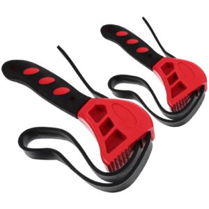 Strap Wrench Bottle Opener Adjustable Strap Bottle Opener Jar Openers Tool 2Pcs (Red)