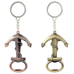 yueton 2pcs boat anchor bottle opener keychain alloy novelty creative beer wine bottle opener party favors backpack pendant