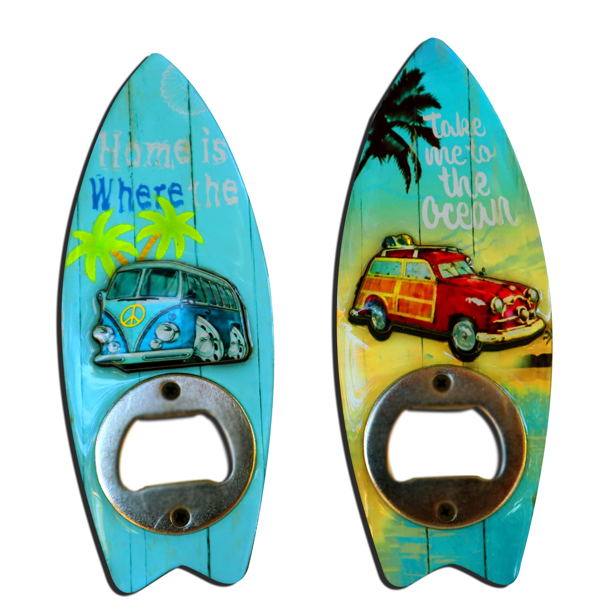 Beer Bottle Cap Opener , Set of 2 Surfboard Decorative Bottle Shape Beer Openers Beer Gift for Surfer Men Women