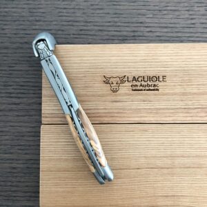 Laguiole En Aubrac Sommelier DeLuxe No 7 Waiter's Corkscrew, Olive Wood Handle, Wine Opener With Foil Cutter & Bottle Opener | Special Crafting Along The Luxury Corkscrew