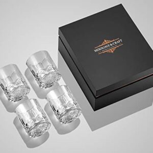 Mixology & Craft - Whiskey Glasses Gift Set of 4 Rocks Glasses - 10oz Crystal Old Fashioned Whiskey Glasses with a Gift Box | Perfect for Scotch, Bourbon, Cognac and Cocktails - Whiskey Gifts for Men