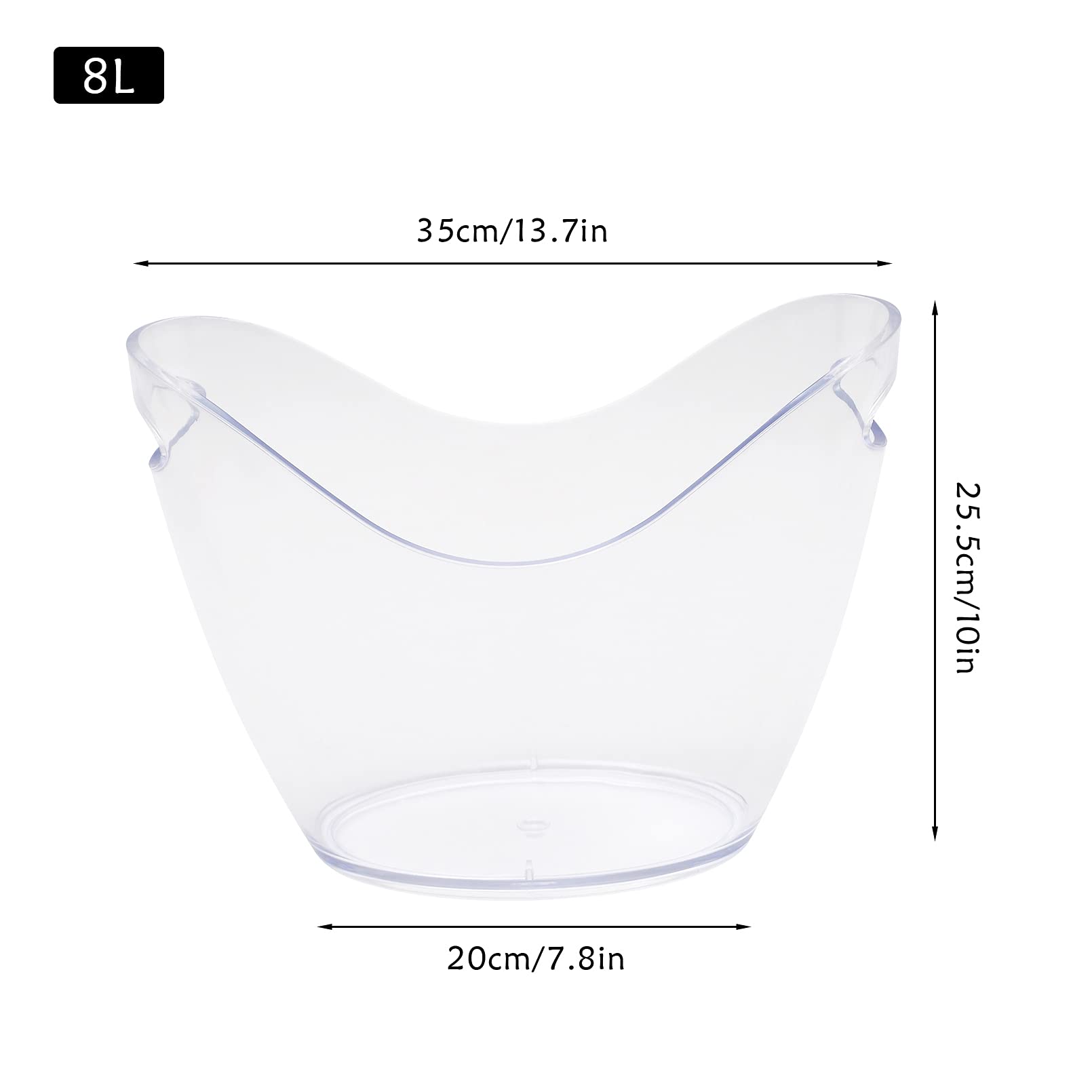 8L Large Ice Buckets Clear Acrylic Drink Bucket Beverage Tub Wine Champagne Bucket for Parties and Home Bar