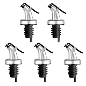 5pcs oil sprayer, drip wine pourers liquor dispenser, leak-proof nozzle abs lock sauce boat bottle stopper of kitchen bar bbq tool