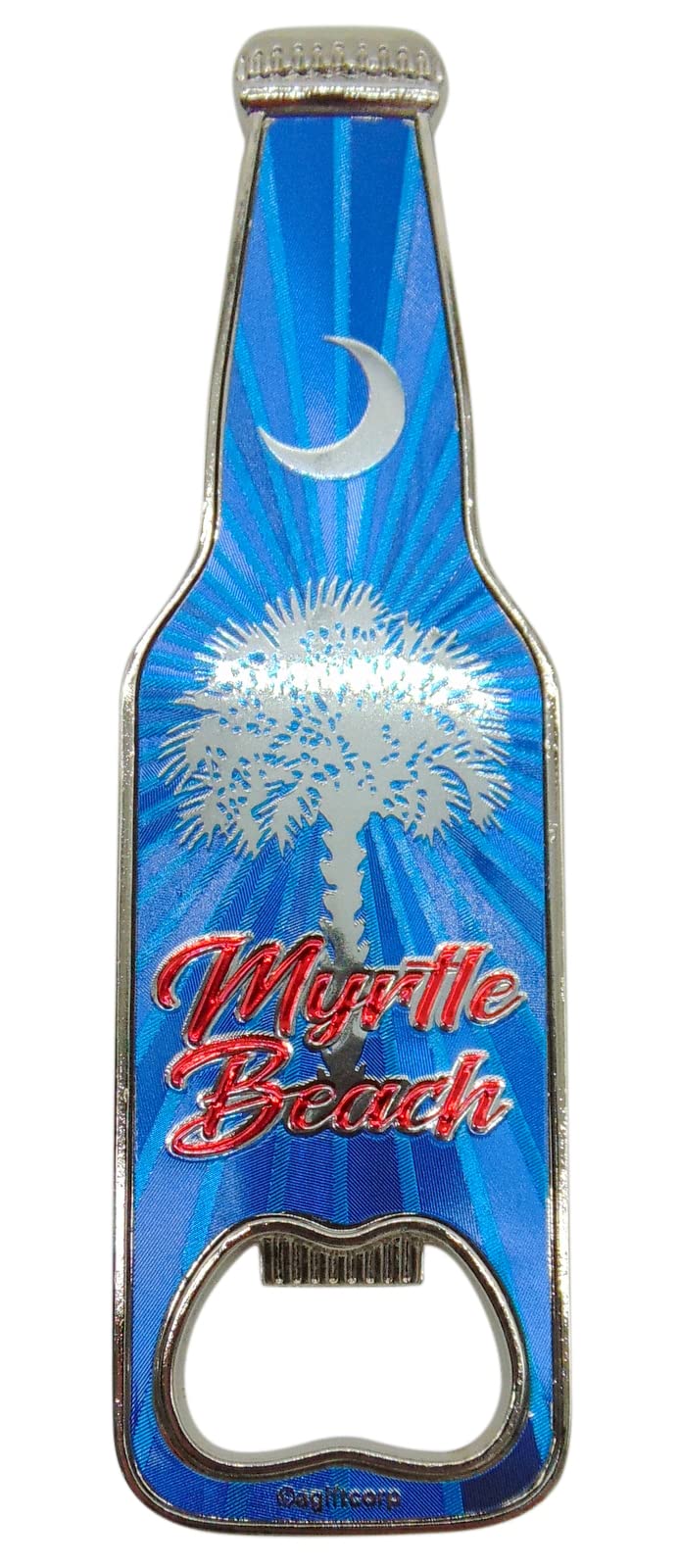 Myrtle Beach Bottle Opener Magnet South Carolina Palmetto State Flag Souvenir Magnetic Metal Beach Bar Accessory, 4 Inch