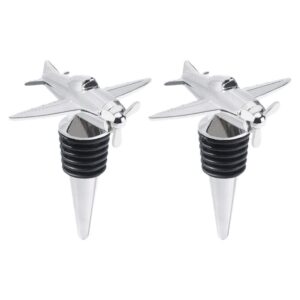 yardwe 2pcs wine bottle stopper wine champagne preservation plug aircraft style beer wine spout saver beverage bottle seal cork