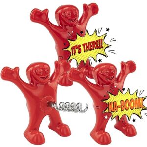 happy man bottle stopper, corkscrew and bottle opener set of 3