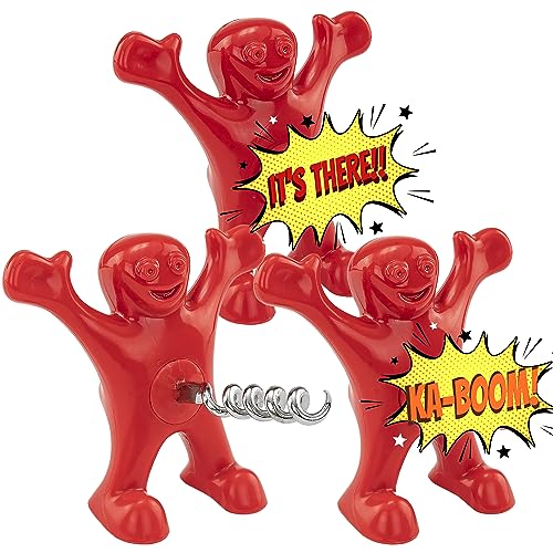 Happy Man Bottle Stopper, Corkscrew and Bottle Opener Set of 3