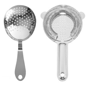 hawthorne and julep cocktail strainer set - stainless steel bar strainer for bartending, bar tool drink strainer for bartenders and mixologists