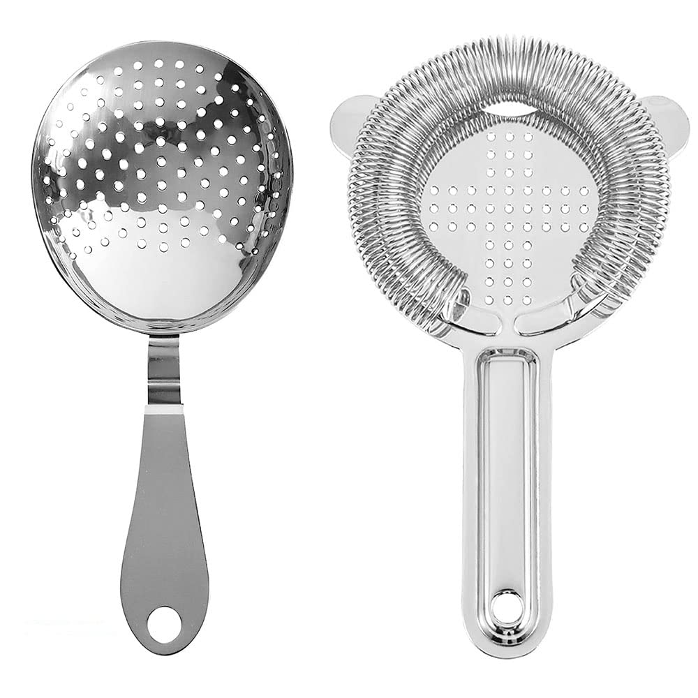 Hawthorne and Julep Cocktail Strainer Set - Stainless Steel Bar Strainer for Bartending, Bar Tool Drink Strainer for Bartenders and Mixologists