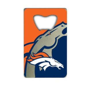 fanmats 62550 denver broncos credit card style bottle opener - 2” x 3.25