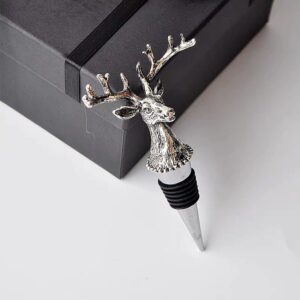 Wine Bottle Stopper Airtight Seal-Decorative Deer Stainless Steel Antlers Animal Elk Black Bottle Topper for Wine &Beverage Plug