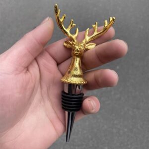 Wine Bottle Stopper Airtight Seal-Decorative Deer Stainless Steel Antlers Animal Elk Black Bottle Topper for Wine &Beverage Plug