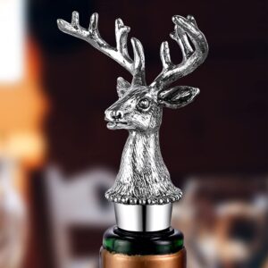 Wine Bottle Stopper Airtight Seal-Decorative Deer Stainless Steel Antlers Animal Elk Black Bottle Topper for Wine &Beverage Plug