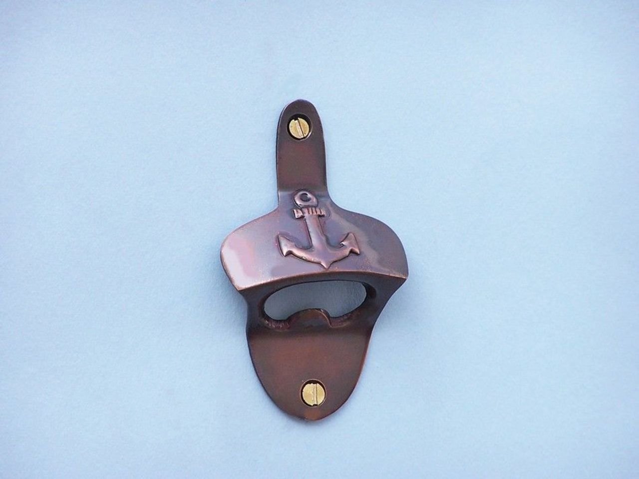 Hampton Nautical MC-2101AC Antique Copper Wall Mounted Anchor Bottle Opener 3" Nautical Home Decoration