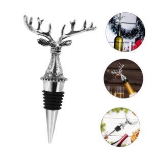 Gogogmee 1 Pc Deer Head Wine Bottle Stopper Wine Saver Pump Antler Shape Bottle Cap Holiday Wine Christmas Wine Stoppers Wine Bottle Pump Stopper Stocking Stuffers Metal Alloy Animal