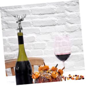 Gogogmee 1 Pc Deer Head Wine Bottle Stopper Wine Saver Pump Antler Shape Bottle Cap Holiday Wine Christmas Wine Stoppers Wine Bottle Pump Stopper Stocking Stuffers Metal Alloy Animal