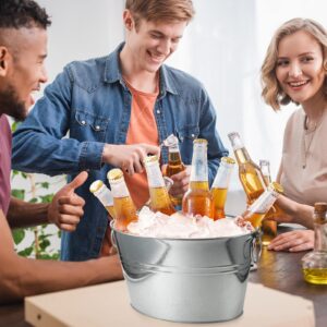 Zopeal 4 Pack 4 Gallon Galvanized Oval Beverage Tub, Ice and Drink Bucket for Parties, Extra Large Metal Drink Tub with Double Hinged Handle Party Drink Chiller for Christmas Parties Buffet BBQ