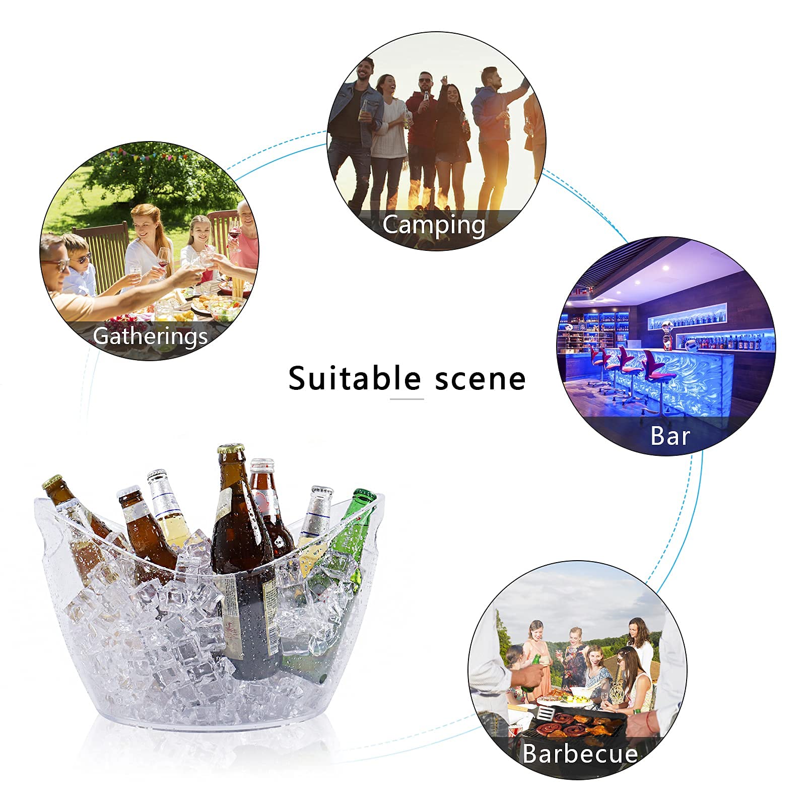 12L Ice Beverage Tub Large Drink Bucket Clear Acrylic Ice Bucket Wine Champagne Bucket for Parties Barbecues Picnics