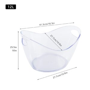 12L Ice Beverage Tub Large Drink Bucket Clear Acrylic Ice Bucket Wine Champagne Bucket for Parties Barbecues Picnics