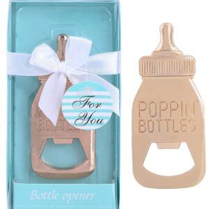 Pack of 36 Baby Shower Favors for Guest Supplies Poppin Bottle Bottle Opener Baby Shower Favor for Boy Baby Shower Souvenirs Decorations by WeddParty (Blue, 36)