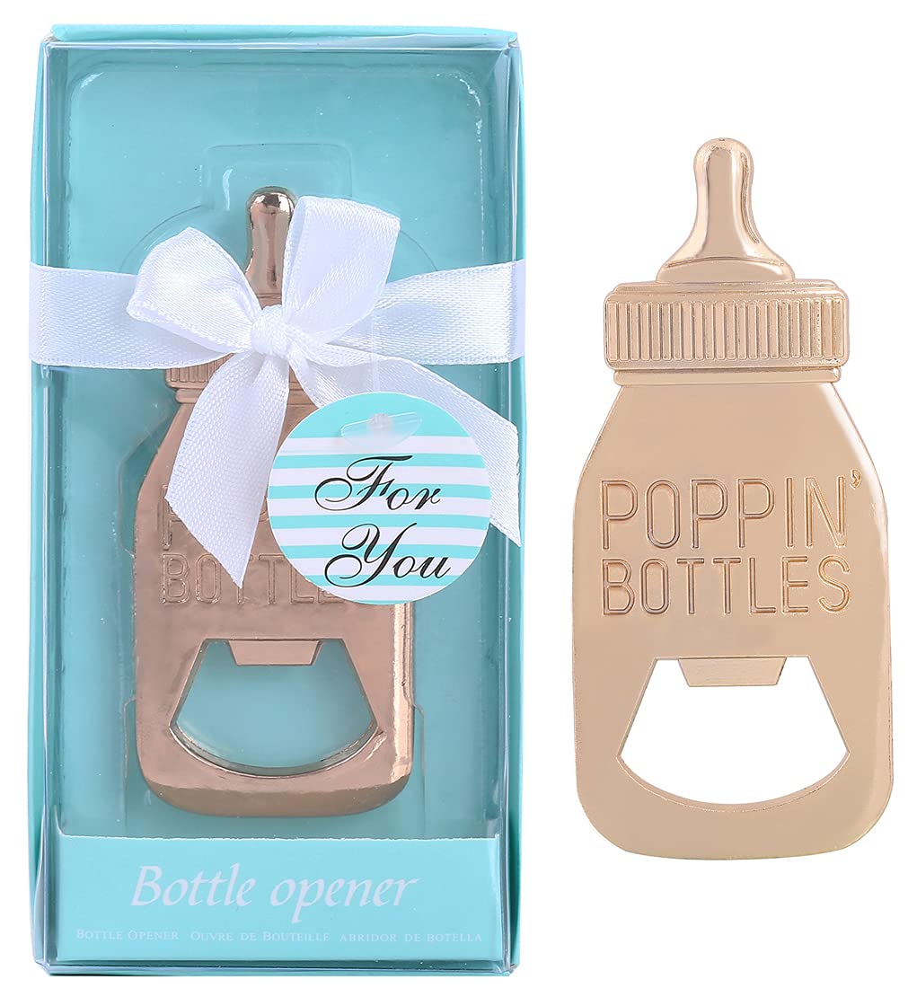 Pack of 36 Baby Shower Favors for Guest Supplies Poppin Bottle Bottle Opener Baby Shower Favor for Boy Baby Shower Souvenirs Decorations by WeddParty (Blue, 36)