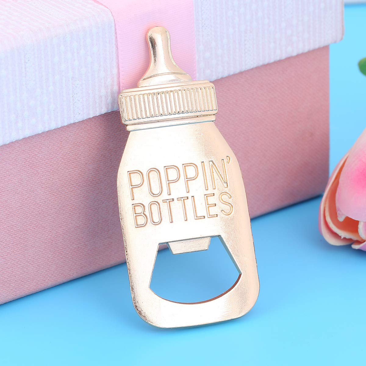 Pack of 36 Baby Shower Favors for Guest Supplies Poppin Bottle Bottle Opener Baby Shower Favor for Boy Baby Shower Souvenirs Decorations by WeddParty (Blue, 36)