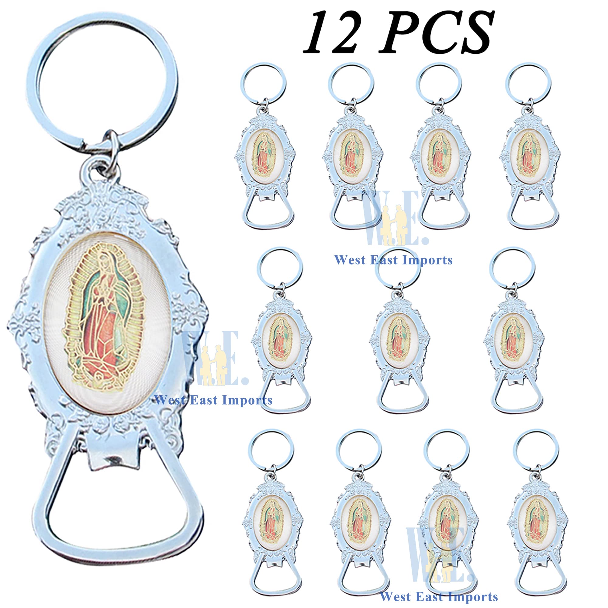 12 Pcs Our Lady of Guadalupe Bottle Opener Keychain Baptism Favor First Communion Gift Recuerdos de Bautizo