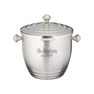 lenox tuscany classics personalized 96oz 18/10 stainless steel ice bucket with lid and handles, custom engraved insulated metal ice bucket for cocktail bar, parties, bar cart accessories