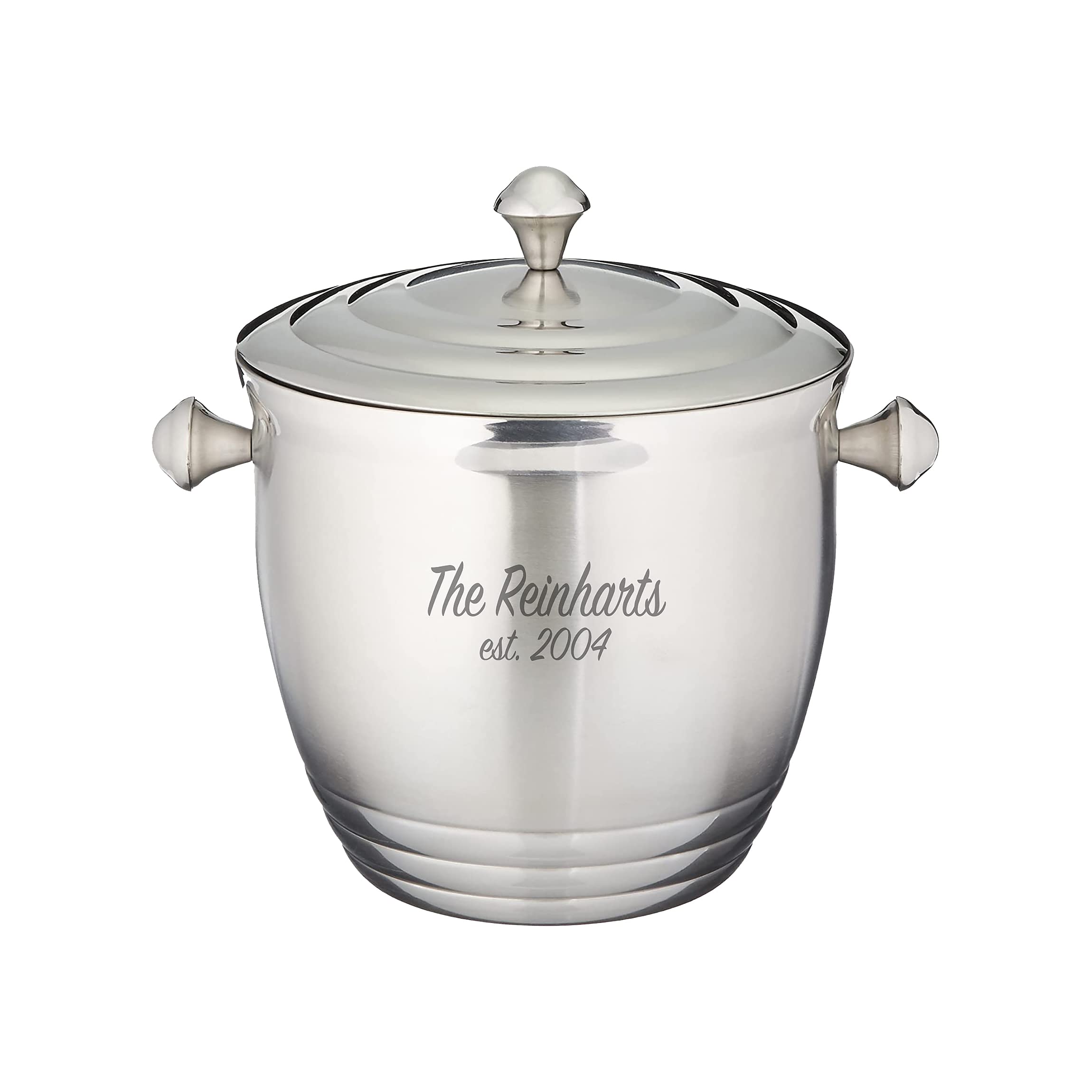 Lenox Tuscany Classics Personalized 96oz 18/10 Stainless Steel Ice Bucket with Lid and Handles, Custom Engraved Insulated Metal Ice Bucket for Cocktail Bar, Parties, Bar Cart Accessories