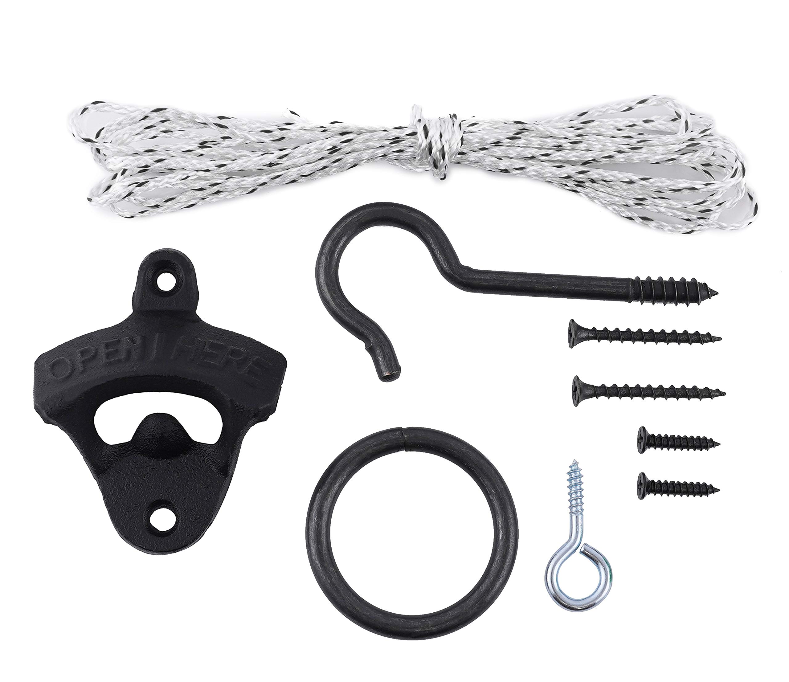 Iparts DIY Hook and Ring Game Hardware Set with Wall Mount Bottle Opener